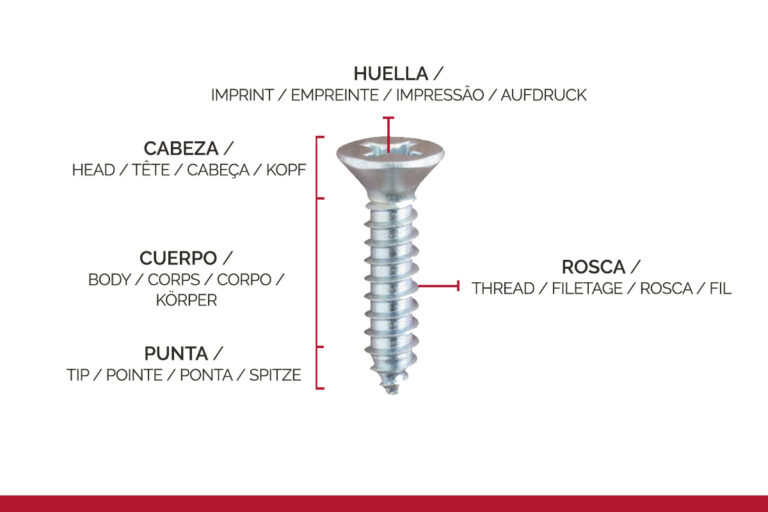 The parts of a screw: head, recess, thread and point | CHAVESBAO